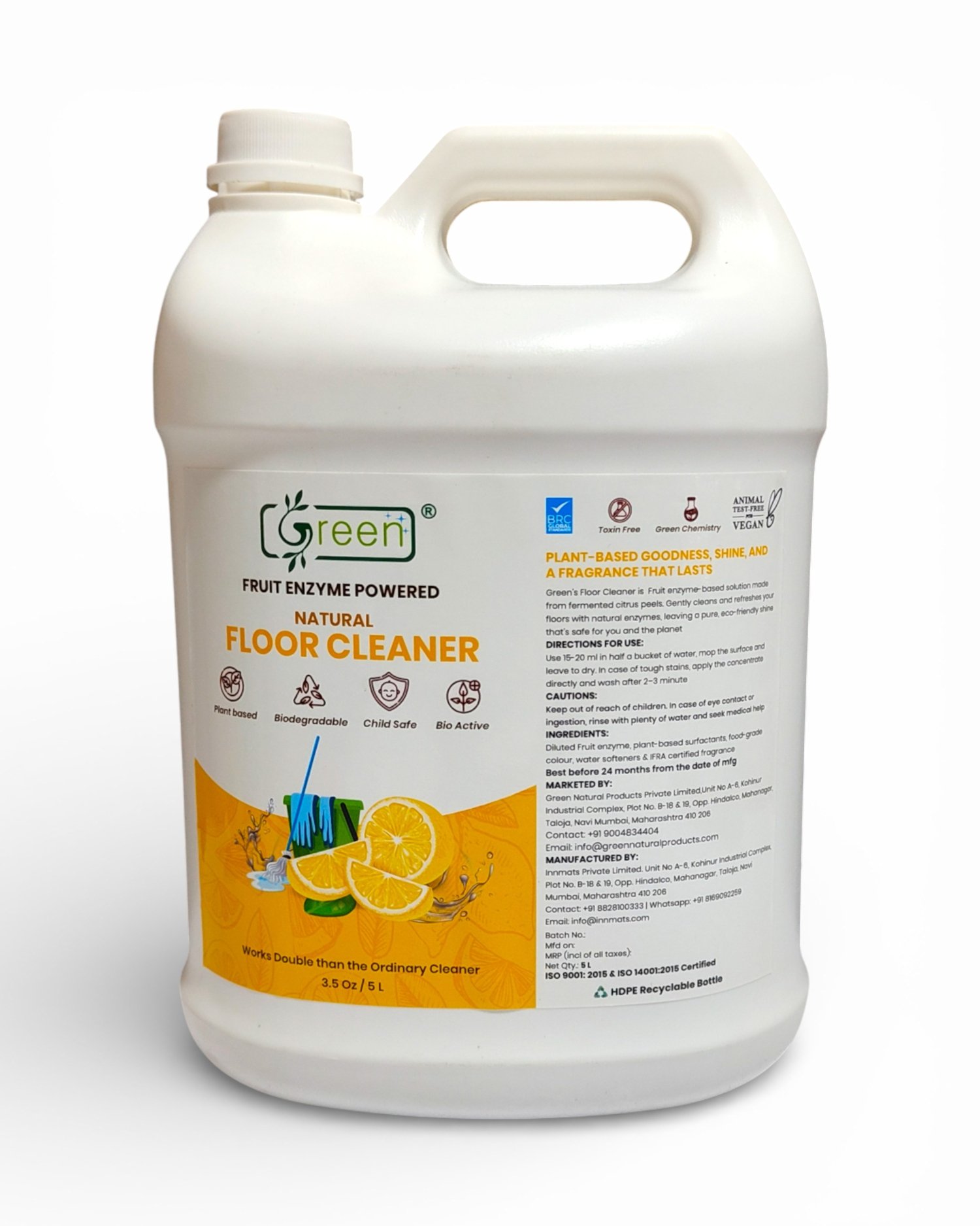 Floor Cleaner | Powered by Fruit Enzymes – 5L - Green Natural Product ...
